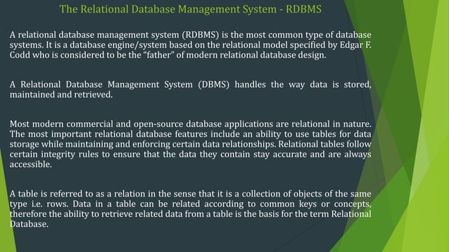 Relational Database Management Systems Ppt