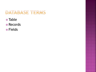 Relational database terms | PPTX