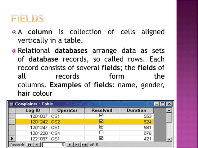 Relational database terms | PPTX | Databases | Computer Software and Applications