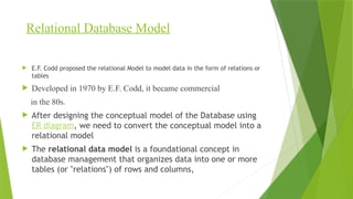 relational data model in DBMS AND KEYS.pptx | Databases | Computer Software and Applications