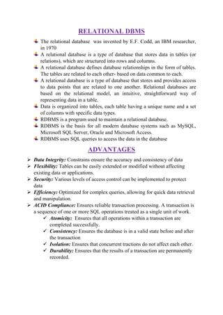 RELATIONAL DBMS, what is a man that goes around me that you NOTE.pdf