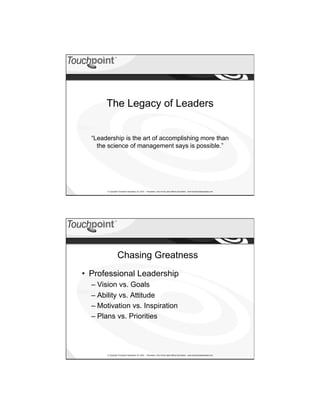 Relational Leadership - ICMI @ Dreamforce 2010 Handout - Bob Furniss | PDF