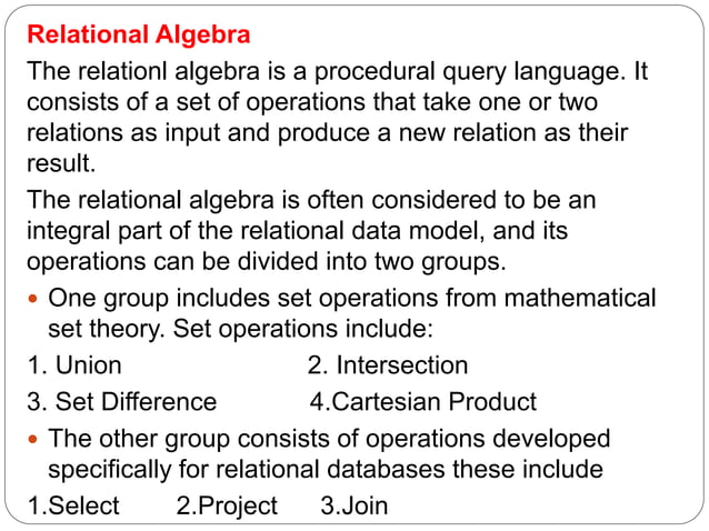 Relational Model and Relational Algebra.pptx | Databases | Computer Software and Applications