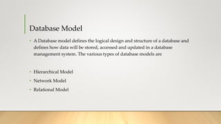 RELATIONAL MODEL OF DATABASES AND OTHER CONCEPTS OF DATABASES | PPTX