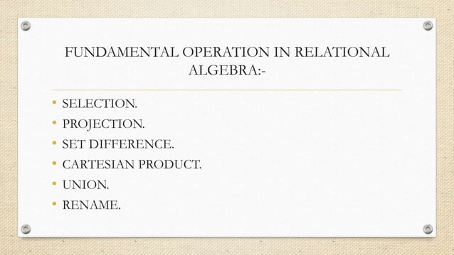 Relational operation final | PPT