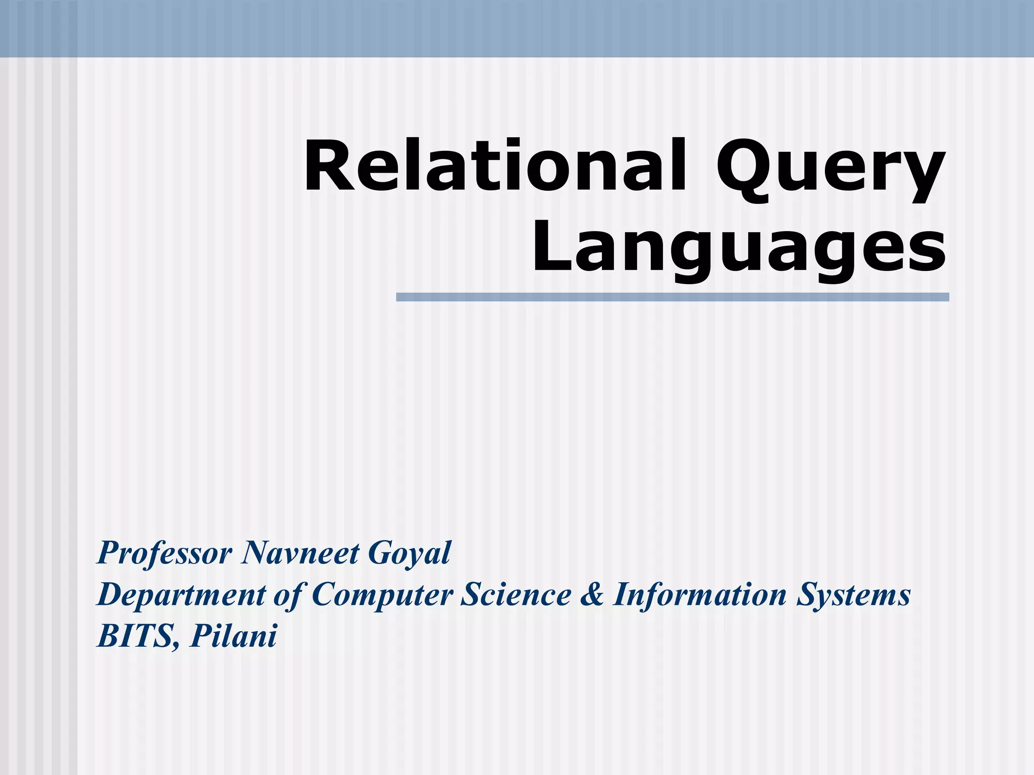Relational Query Languages 10 13 Pdf