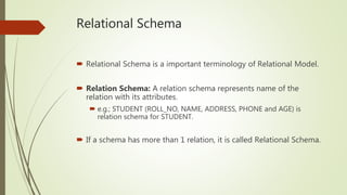 Presentation on Relational Schema (Database) | PPTX