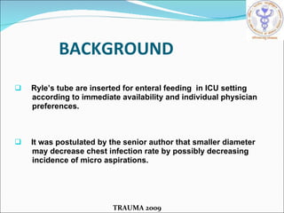 Relation between diameter of ryle’s tube and chest infection | PPT
