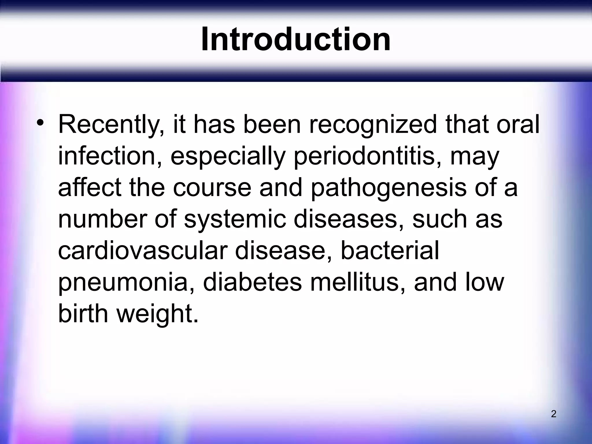 Relation between oral infection and systemic infection | PPT