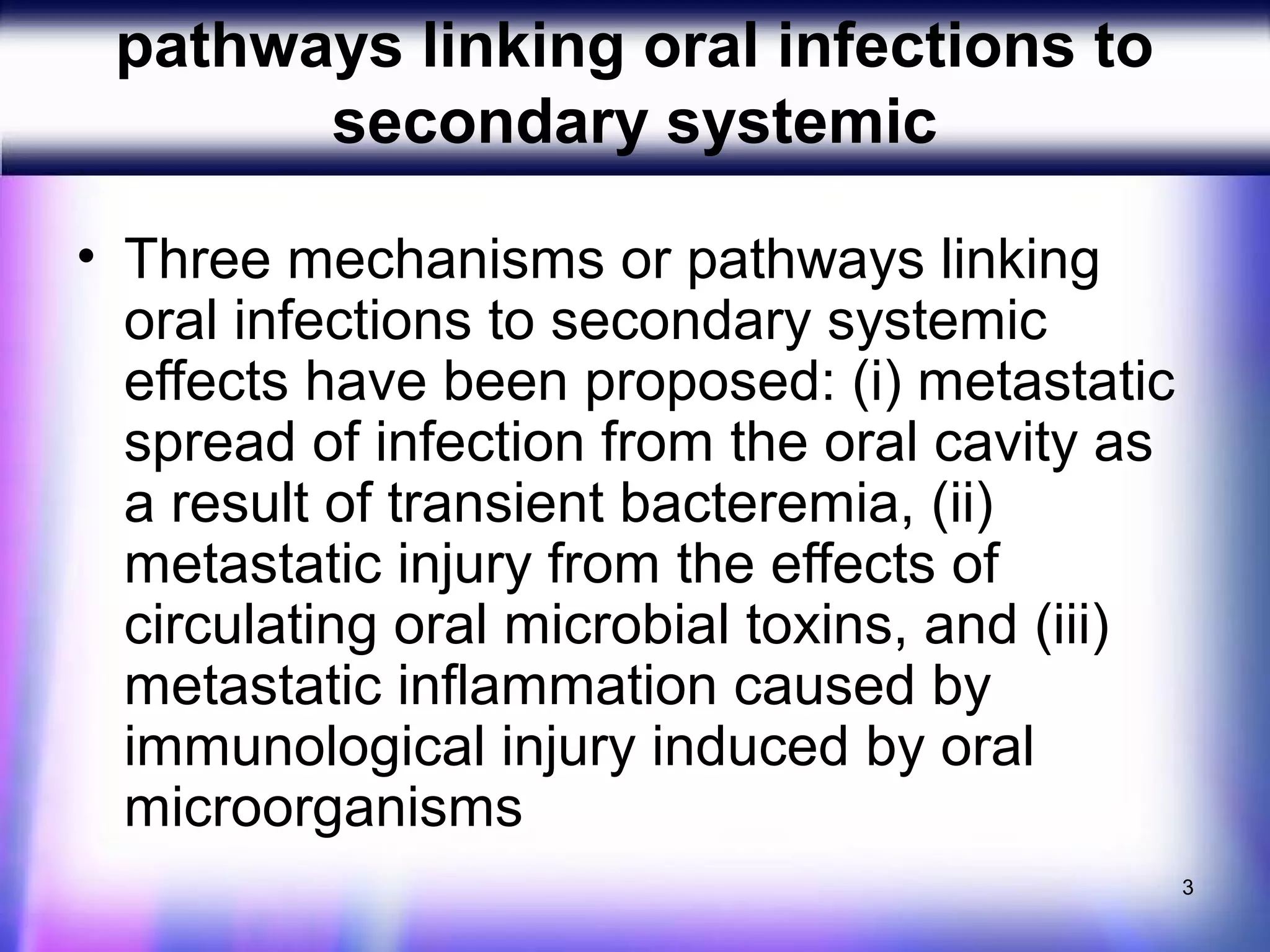 Relation between oral infection and systemic infection | PPT