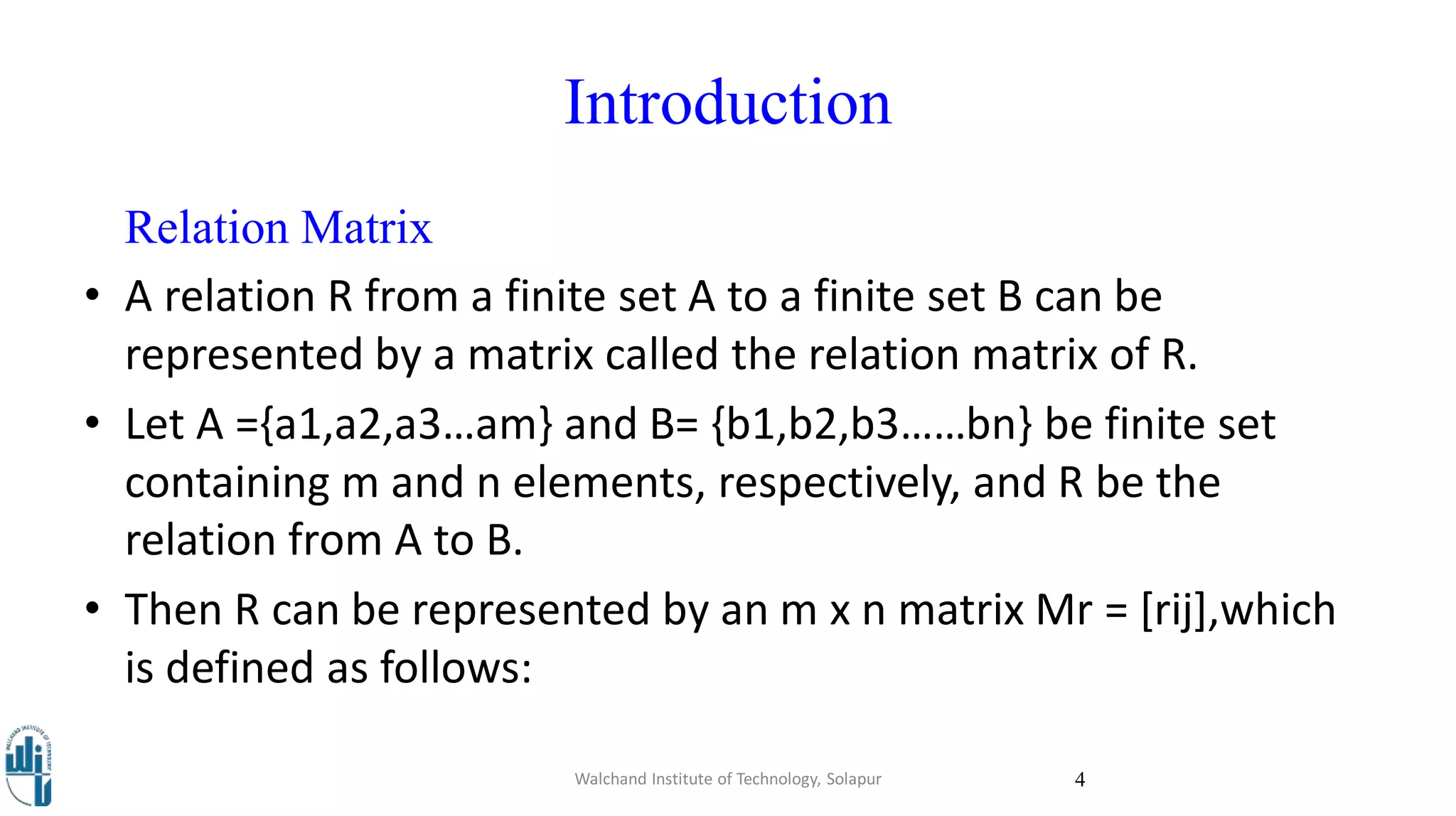 Relation matrix & graphs in relations | PDF