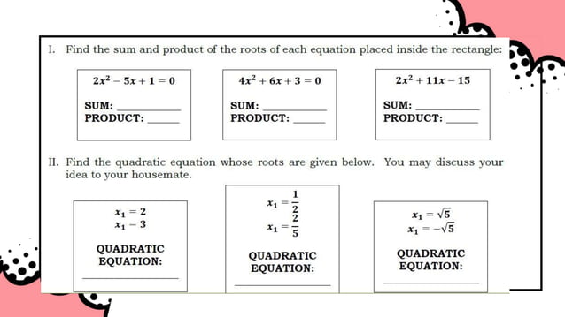 Relation Of Roots And Coefficient Of A Quadratic Equationpptx Physics Science