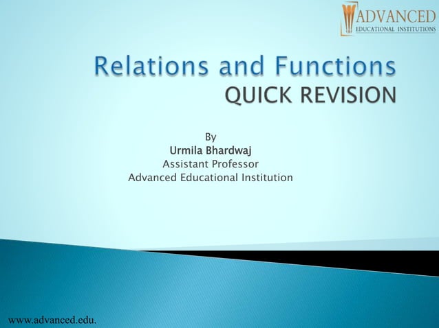 Relations and functions | PPT