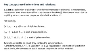 Understanding Sets, Ordered Pairs, Functions, and Relations in ...
