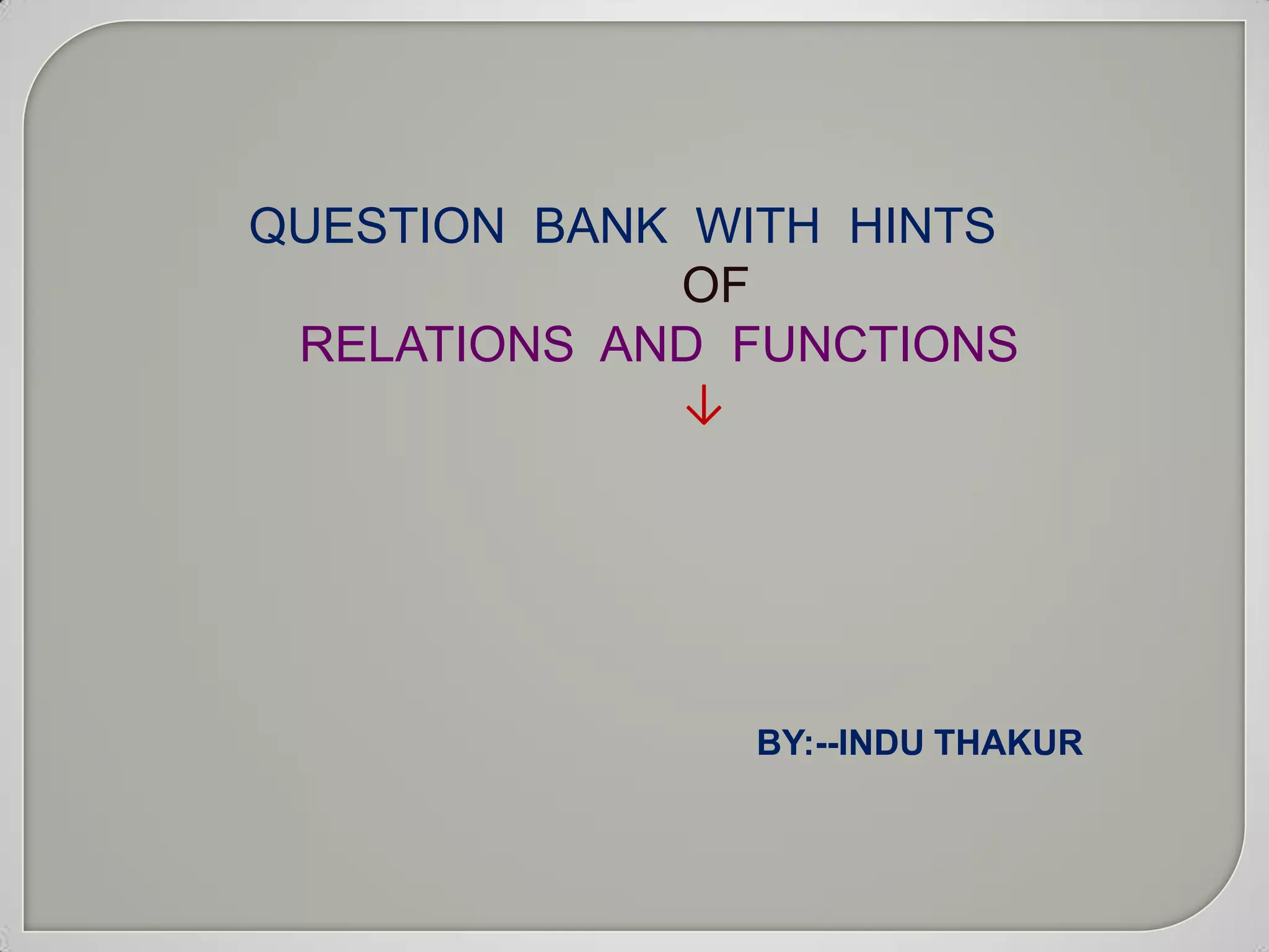 Relations And Functions Pps