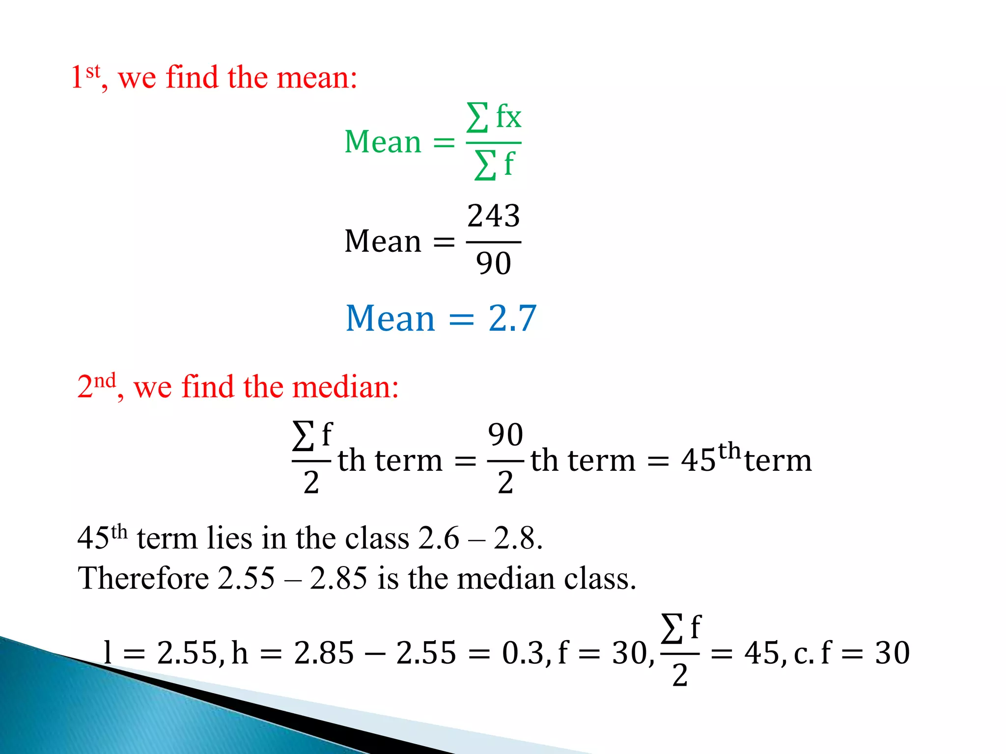 Relationship among mean, median and mode | PPTX