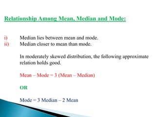 Relationship among mean, median and mode | PPTX