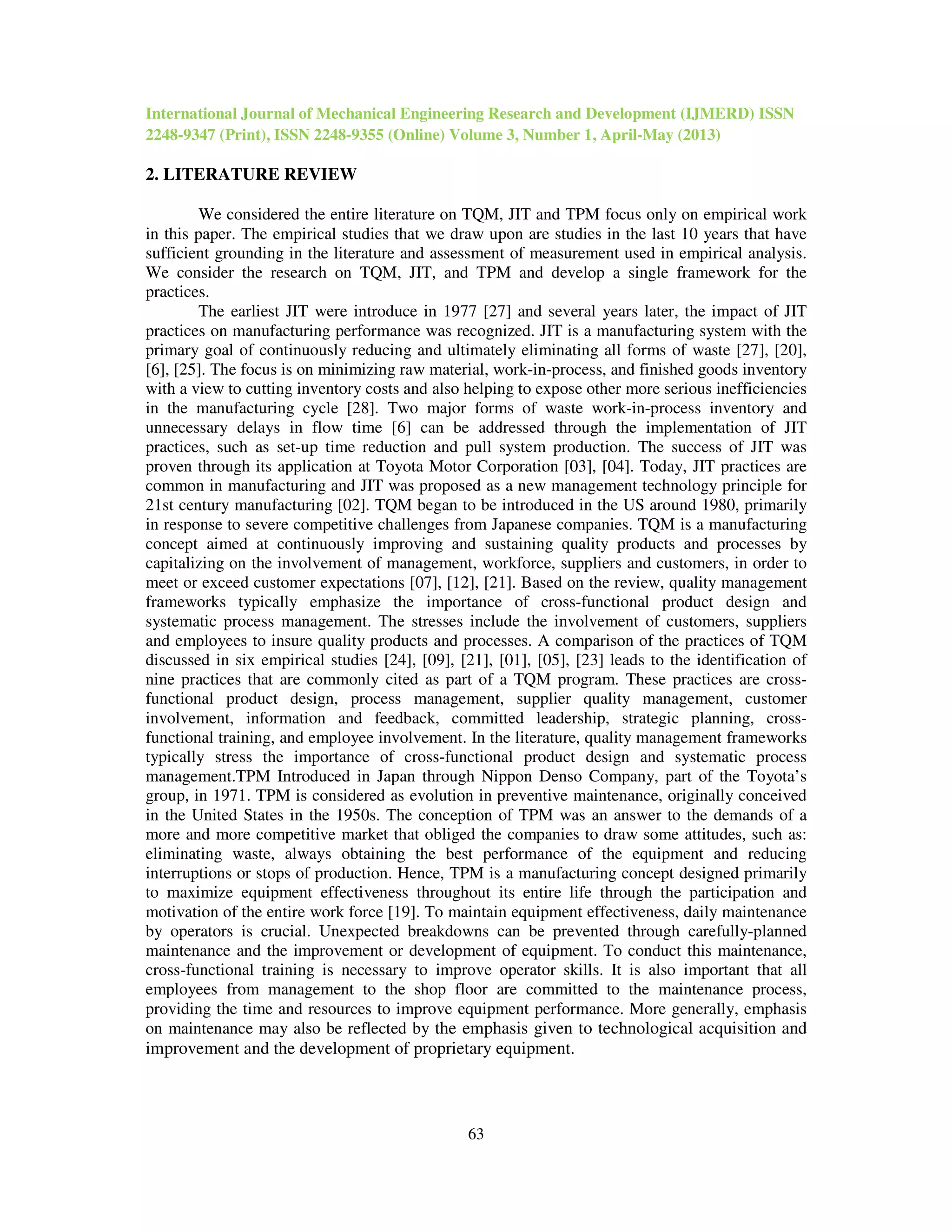 Relationship and comparison between in jit, tqm | PDF