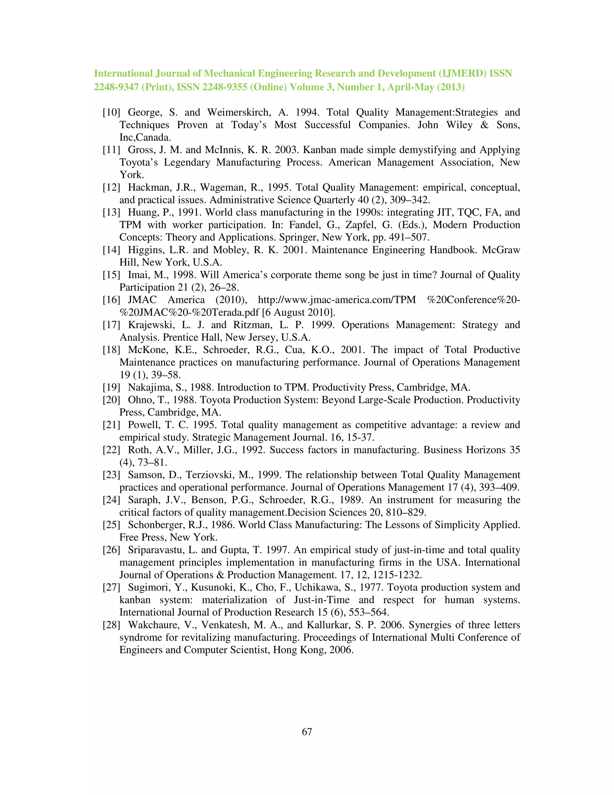 Relationship and comparison between in jit, tqm | PDF