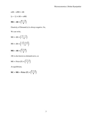 Relationship between Average Revenue (AR), Marginal Revenue (MR), and ...