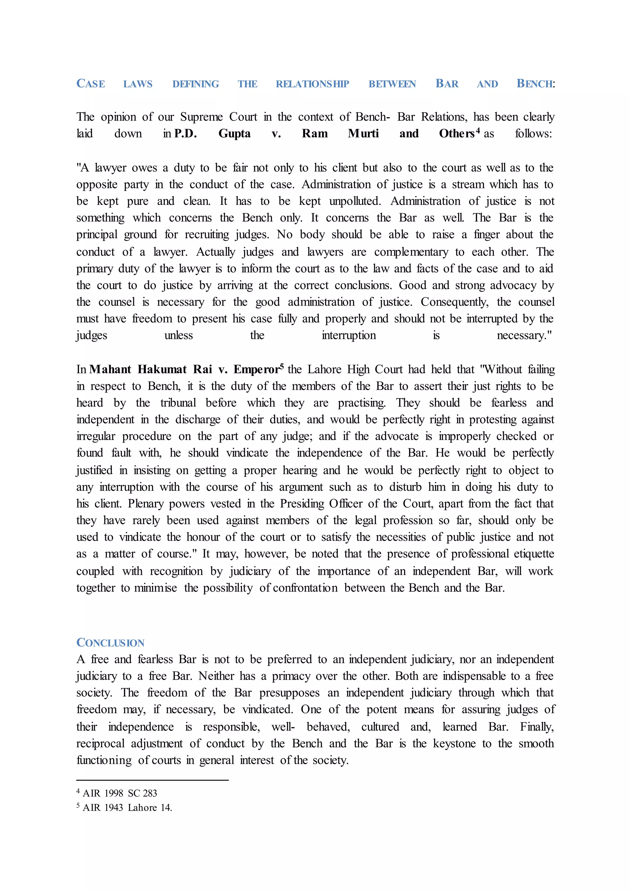 Relationship between bar and bench | DOCX