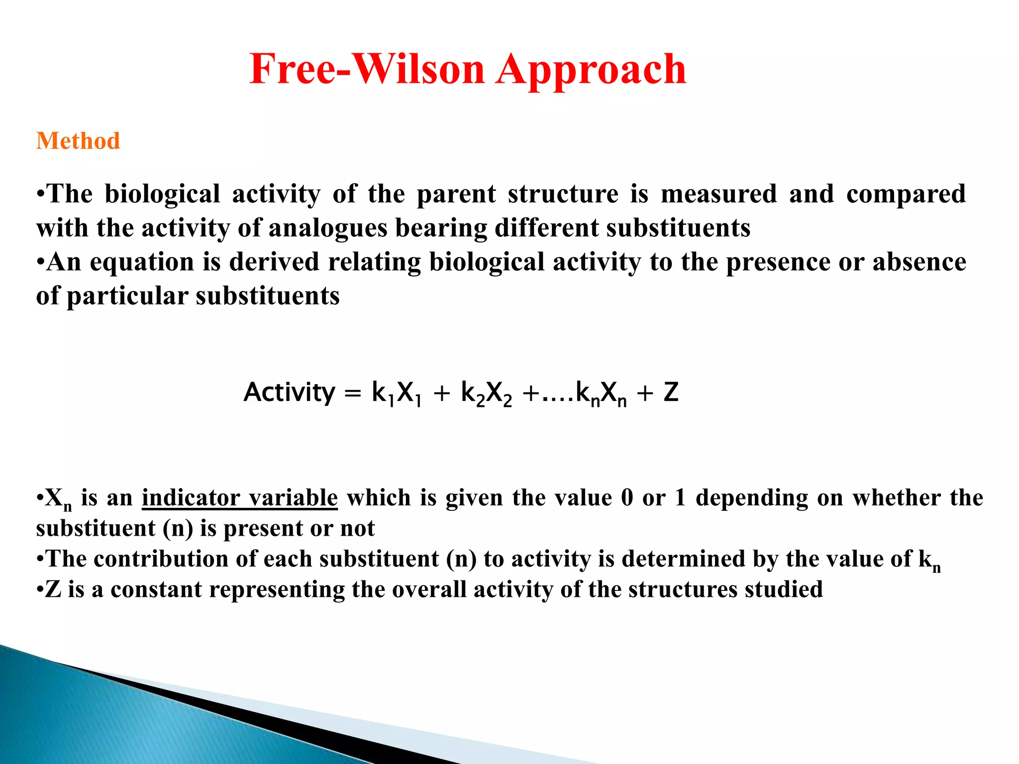 Relationship between hansch analysis and free wilson analysis | PPTX