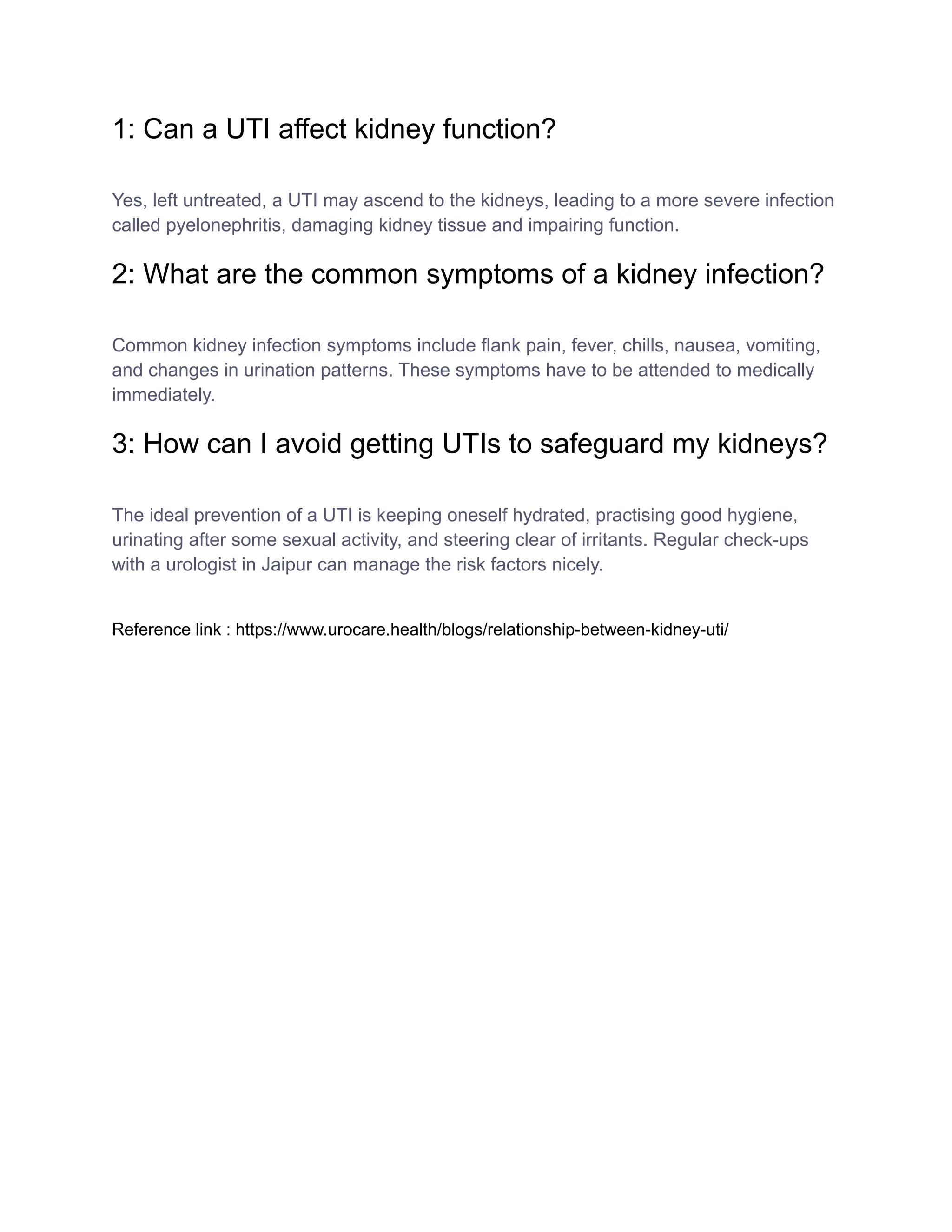 Relationship Between Kidney & UTI By Dr. Sanjay | PDF