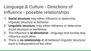 Relationship between language and culture | PDF