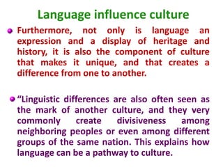 Relationship between language, culture, and identity | PPTX