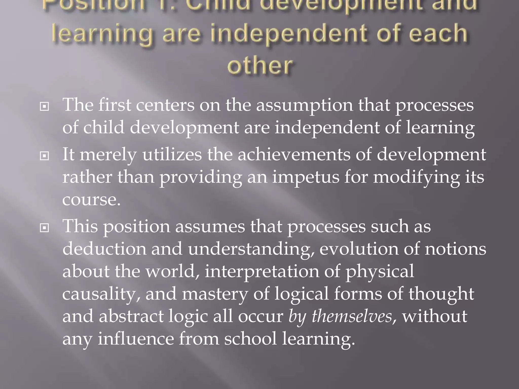 Relationship between learning and development | PPTX