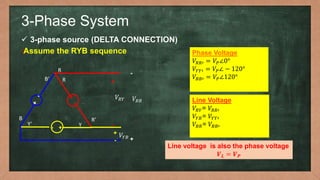 relationship between line and phase values of voltage and current for ...