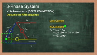 relationship between line and phase values of voltage and current for ...