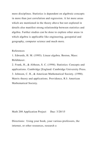 Relationship between Linear Algebra and StatisticsLinear algebra.docx