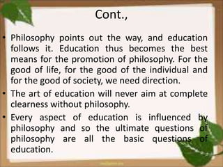 Relationship between philosophy and education | PPTX