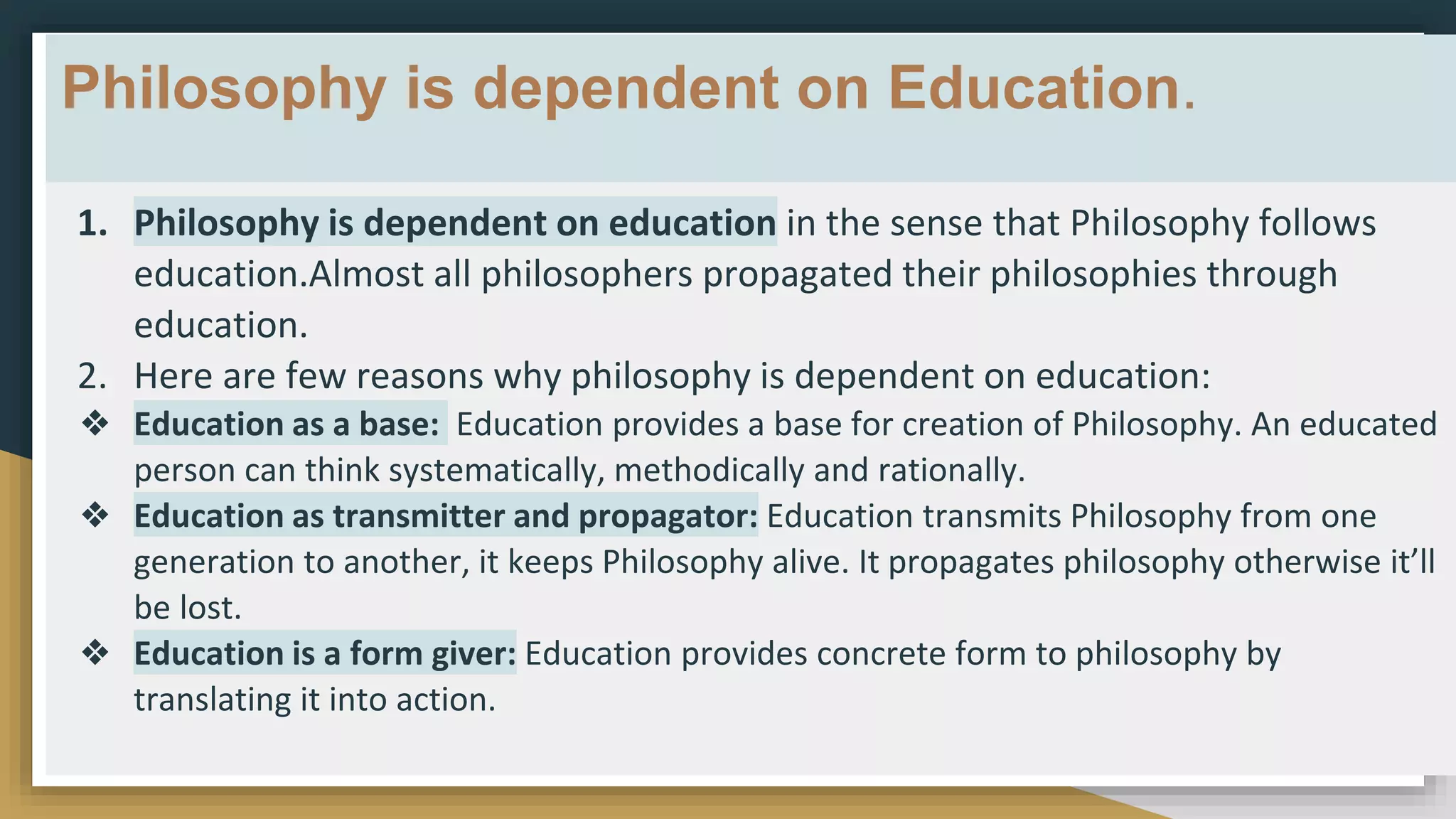 Relationship between philosophy and education. | PPTX