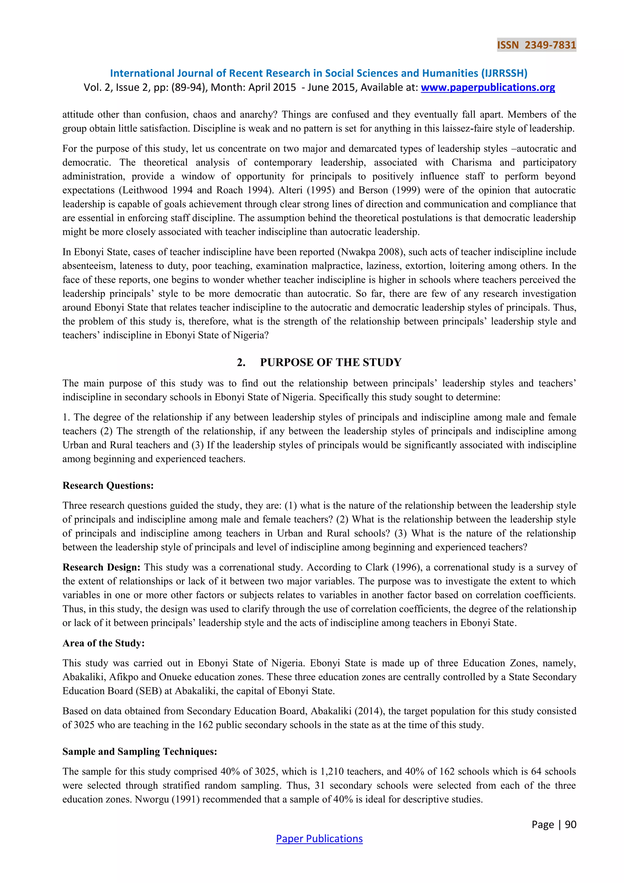Relationship between Principals’ Leadership Styles and Teachers ...
