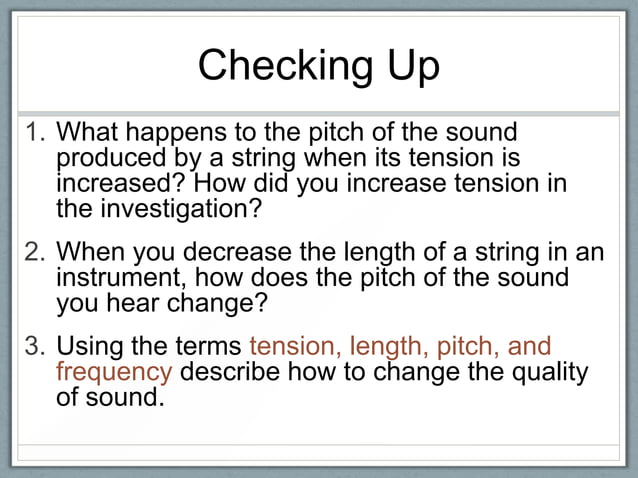 Relationship between string length, tension, and pitch | PPTX | Music ...