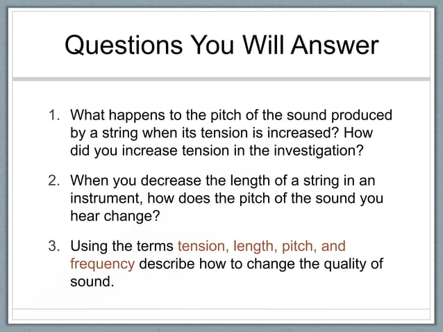 Relationship between string length, tension, and pitch | PPTX | Music ...