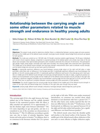Relationship between the carrying angle and some other parameters ...