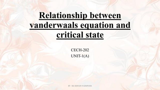 Relationship between vanderwaals equation and critical state converted ...
