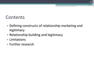 Relationship building and legitimacy at start up companies | PPTX
