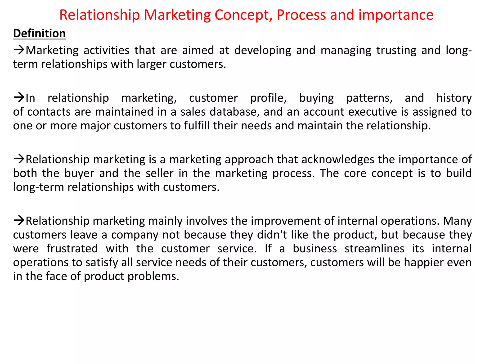 Relationship marketing concept, process and importance | PPTX