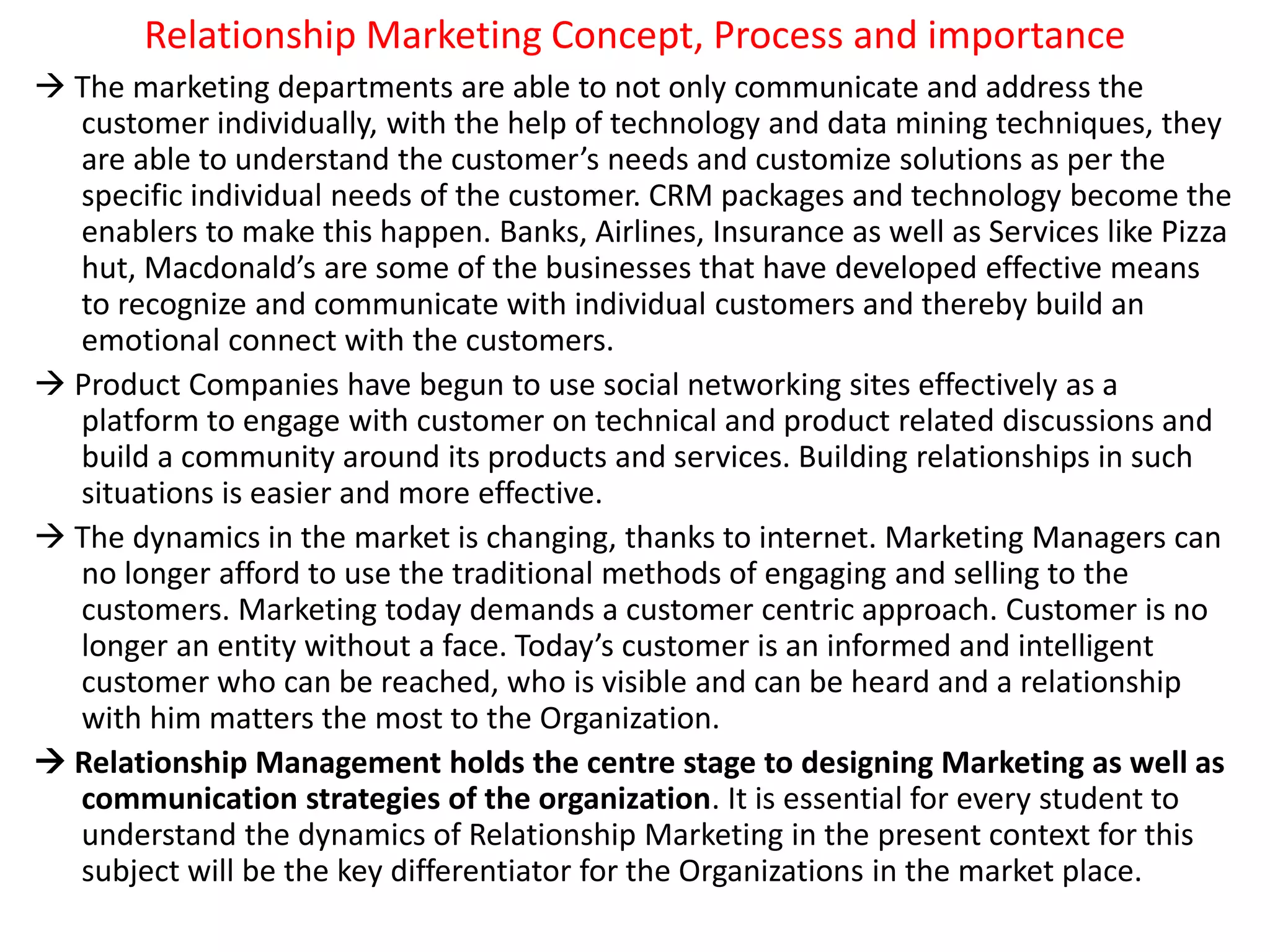 Relationship marketing concept, process and importance | PPTX