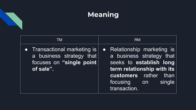 Relationship Marketing vs Transactional Marketing | PPT