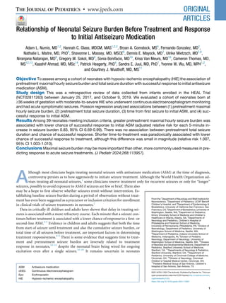 Relationship of Neonatal Seizure Burden Before Treatment and Response ...