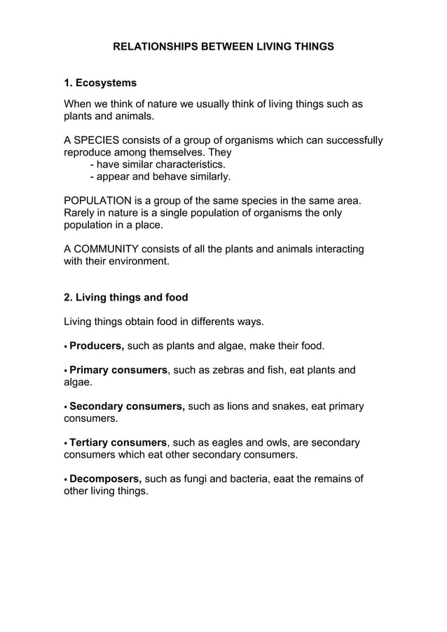 Relationships between living things page 6 | PDF | Biological Sciences ...