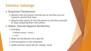 Relationship skills and Relationship Saboteurs | PPT