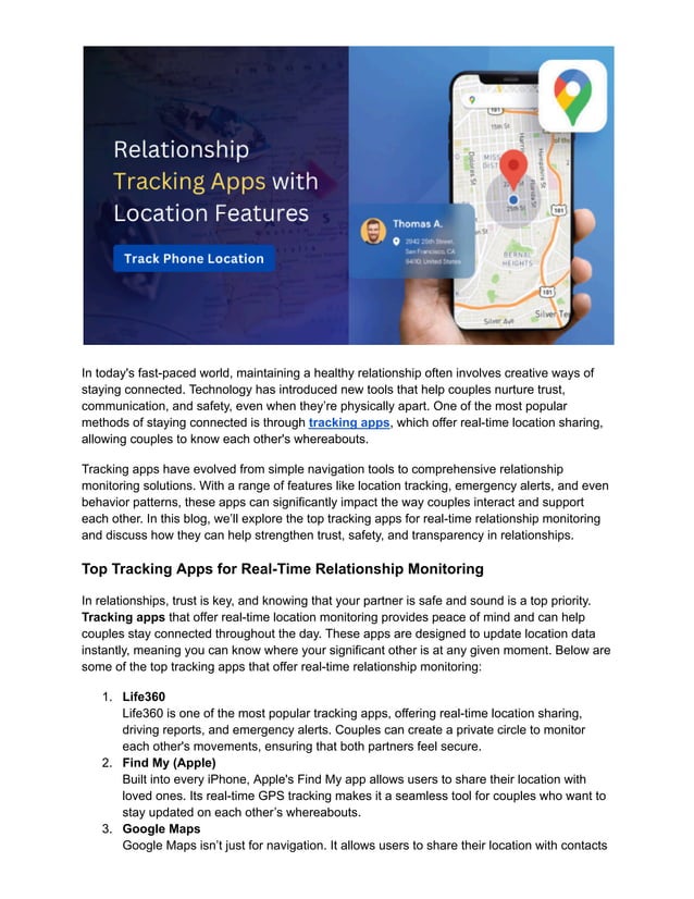 Relationship Tracking Apps with Location Features | PDF