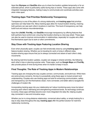 Relationship Tracking Apps with Location Features | PDF