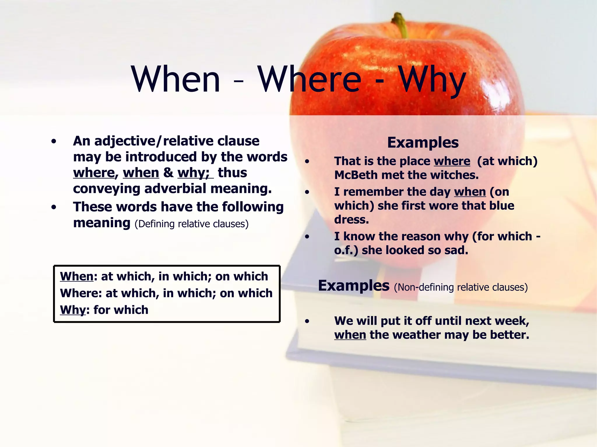 Relative Pronouns & Adjective Clauses | PPT